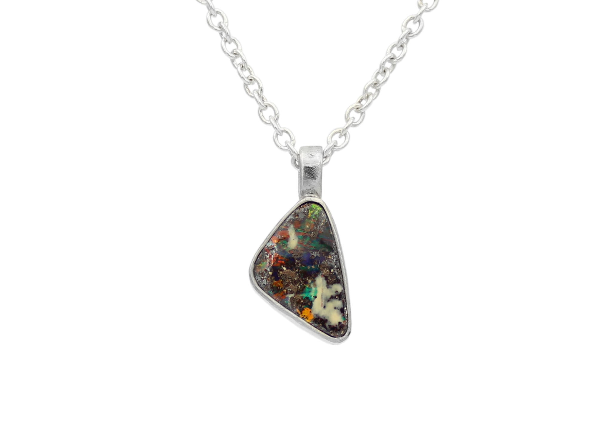 opal necklace silver